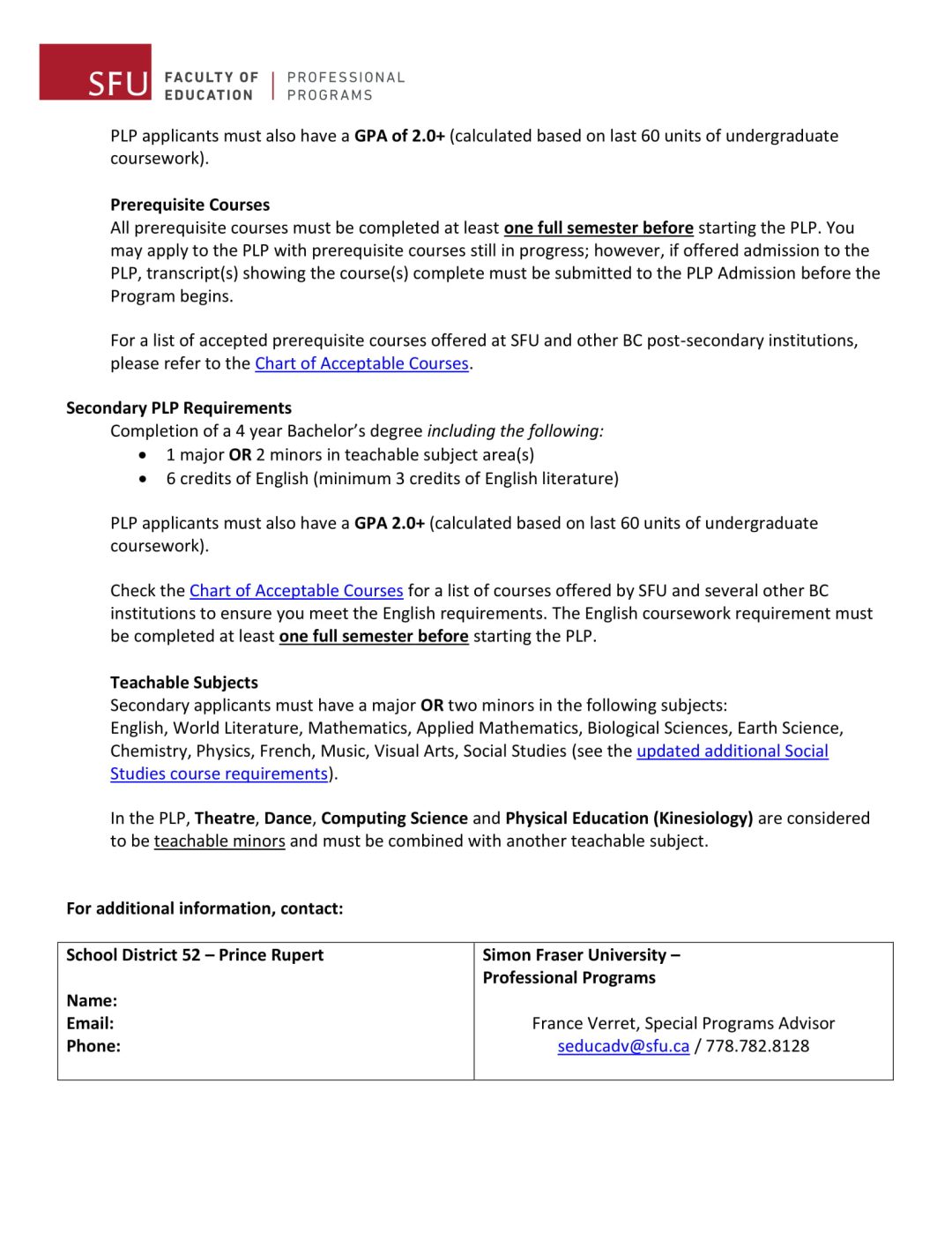 Professional Linking Program | SD52 Website